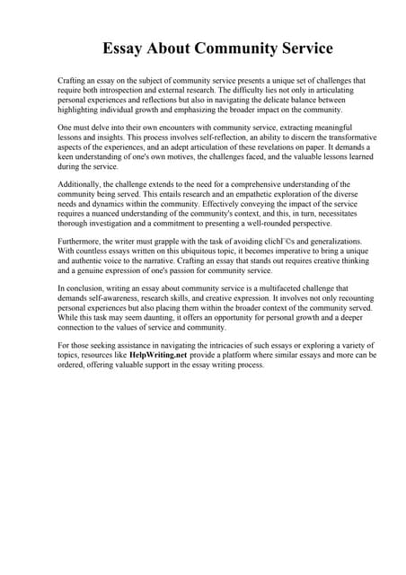 Community Service Essay | PDF