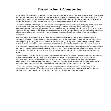 Essay About Computer | PDF