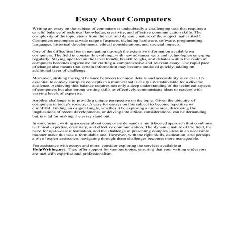 Essay About Computers | PDF