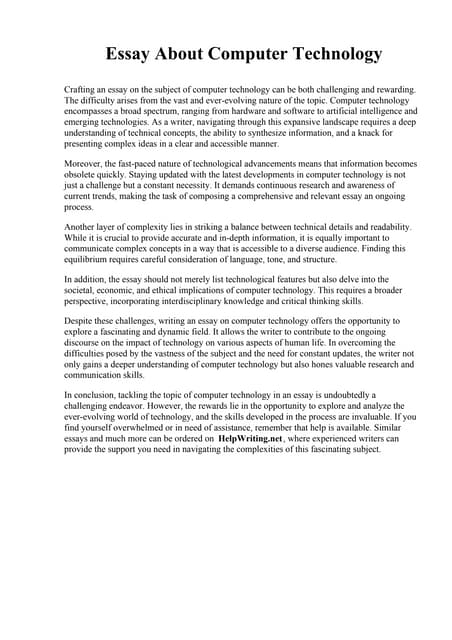 Essay On Computer Technology.pdf | Technology & Computing