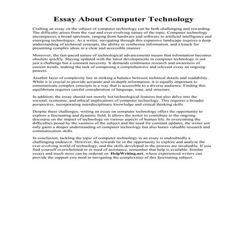 Essay About Computer Technology | PDF
