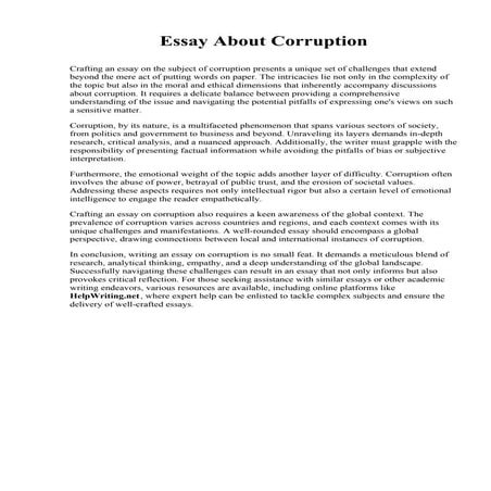 Essay About Corruption. State College of Florida, Manatee-Sarasota | PDF