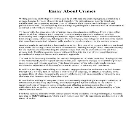 Essay About Crimes.pdf | Crime & Harmful Acts to Individuals, Society ...