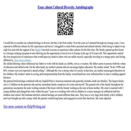 Cultural Autobiography | PDF