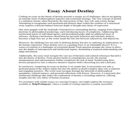 Essay About Destiny | PDF