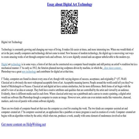 Essay About Digital Art Technology | PDF