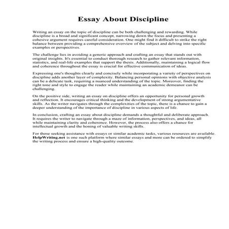 Essay About Discipline. Palm Beach State College | PDF