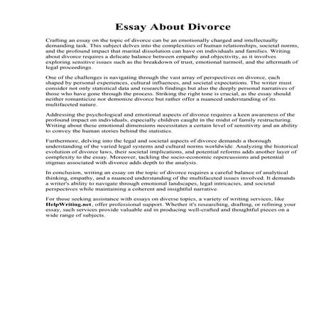 Essay About Divorce. Cause And Effect Essay On Divorce Telegraph | PDF