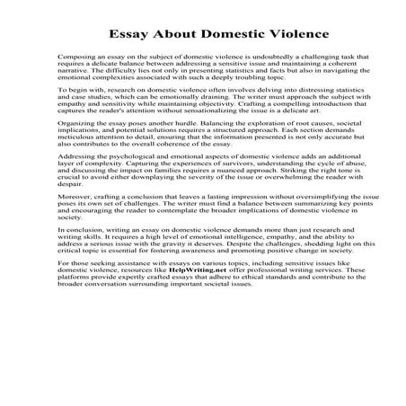 Essay About Domestic Violence. Florida State University | PDF | Education