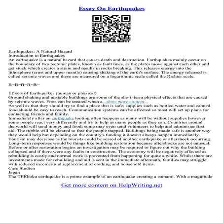 Essay About Earthquakes | PDF