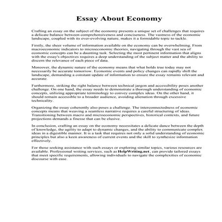 Essay About Economy | PDF