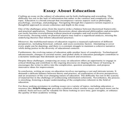 Essay About Education | PDF | Parenting | Family and Relationships