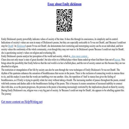 Emily dickinson (1830-1886) essay explanation ppt. | PPTX