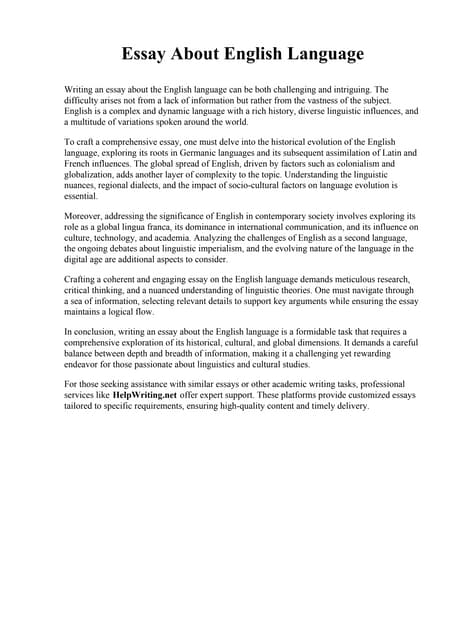 History Of English Essaypdf