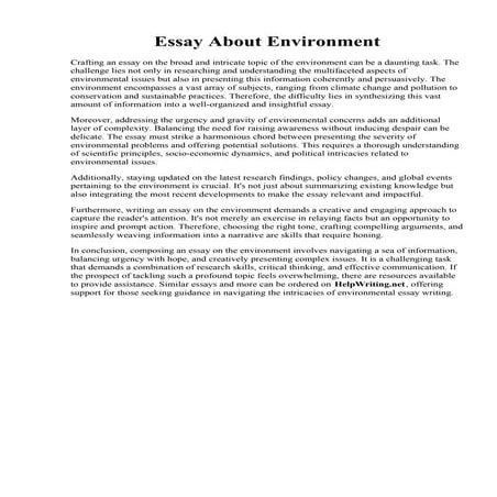 Essay About Environment. Helping the environment essay | PDF