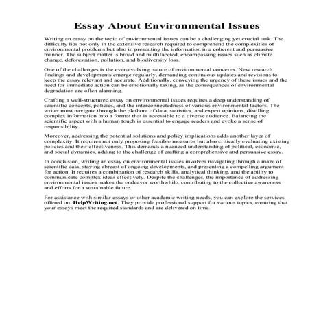 Essay About Environmental Issues | PDF