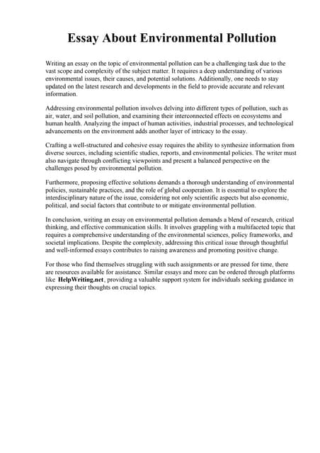 Essay Environment Pollution. Davidson College | PDF | Indoor ...