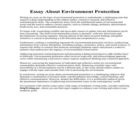 Essay About Environment Protection. Save environment essay https://www ...