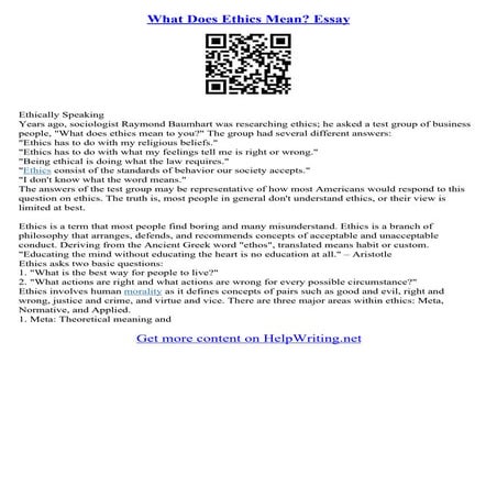 Essay About Ethics | PDF