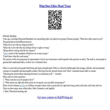 Essay About Ethics | PPT