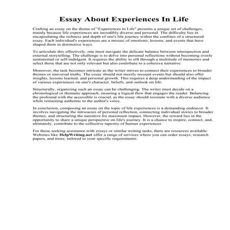 Essay About Experiences In Life.pdf