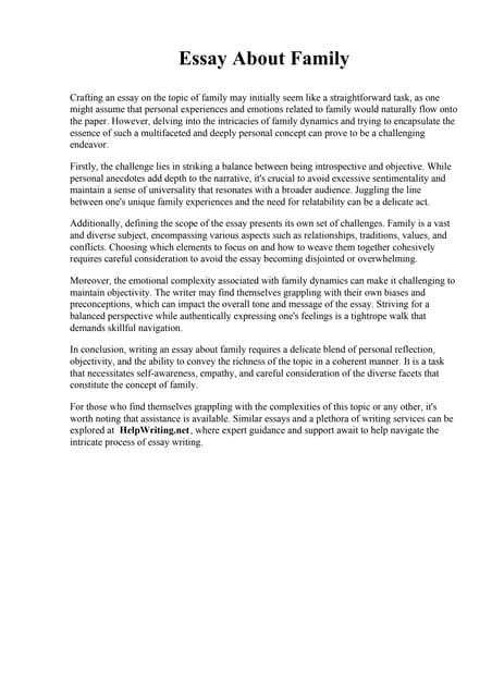 My Family Essay | PDF | Hobbies & Interests