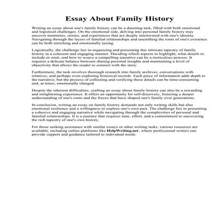 Essay About Family History. Family history narrative essay. Free Essays ...