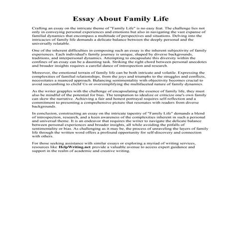 Essay About Family Life. Essay About Family: How to Write It? What to ...