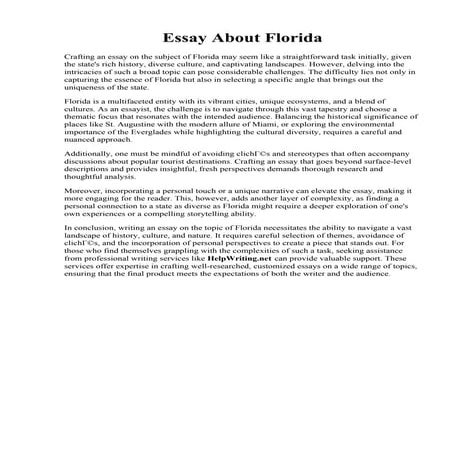 Essay About Florida | PDF