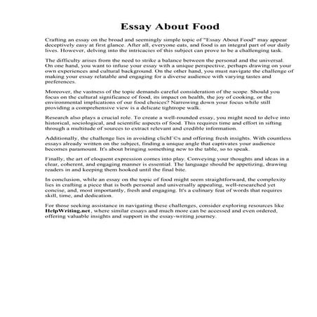 Essay About Food | PDF