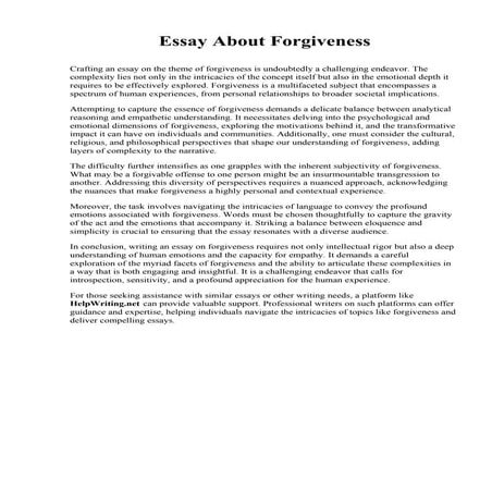 Essay About Forgiveness. DeVry University | PDF