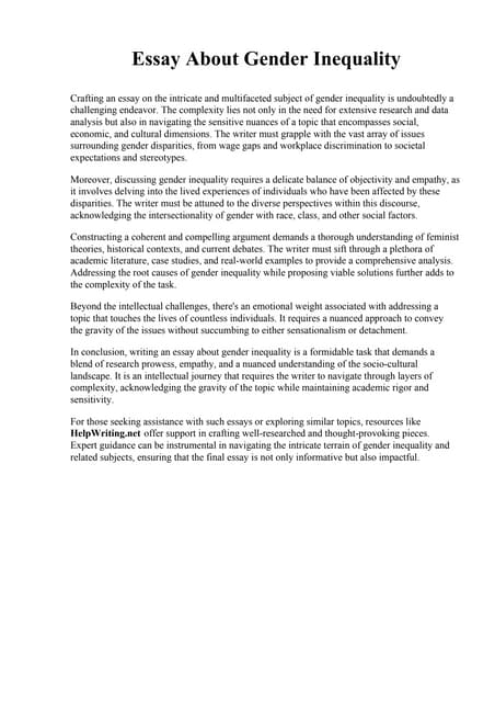 Gender Equality Essay.pdf | Debated Sensitive Social Issues | Sensitive ...