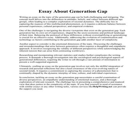 Essay About Generation Gap | PDF
