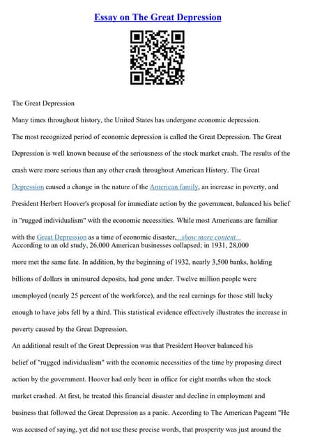 The Causes And Effects Of The Great Depression | PDF