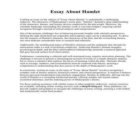 Essay About Hamlet | PDF