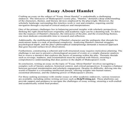 Essay About Hamlet | PDF