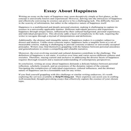 Essay About Happiness | PDF