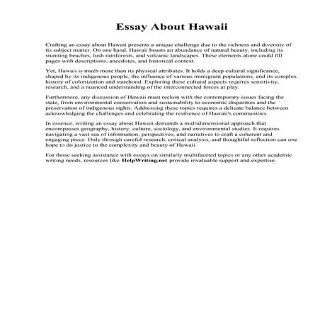 Descriptive Essay On Hawaii | PDF