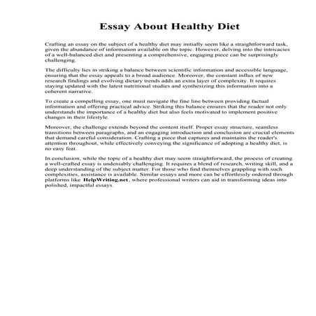 Essay About Healthy Diet. Bellin College | PDF
