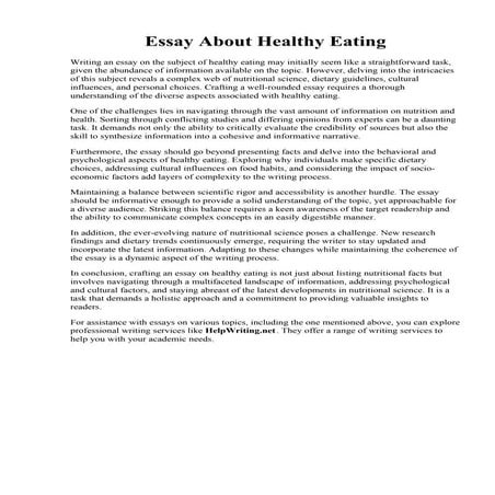 Essay About Healthy Eating | PDF