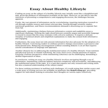 Essay About Healthy Lifestyle. Benefits of leading a healthy lifestyle ...