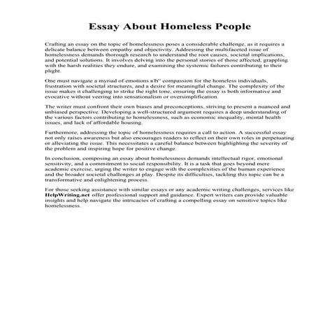 Homeless People Essay. Maharishi University of Management | PDF