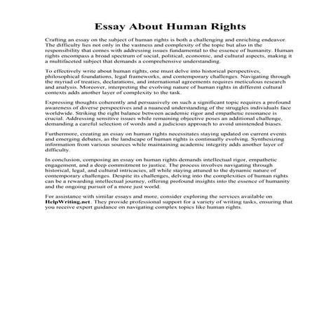 Essay About Human Rights. 869 Words Essay On Human Rights - GCSE Law ...