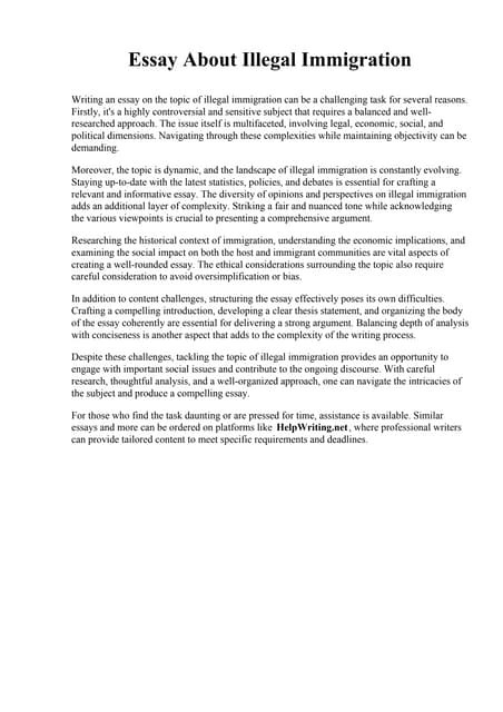 Argumentative Essay Immigration. Zaytuna College | PDF