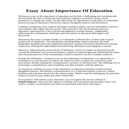 Essay About Importance Of Education. Writing to Explain - The ...