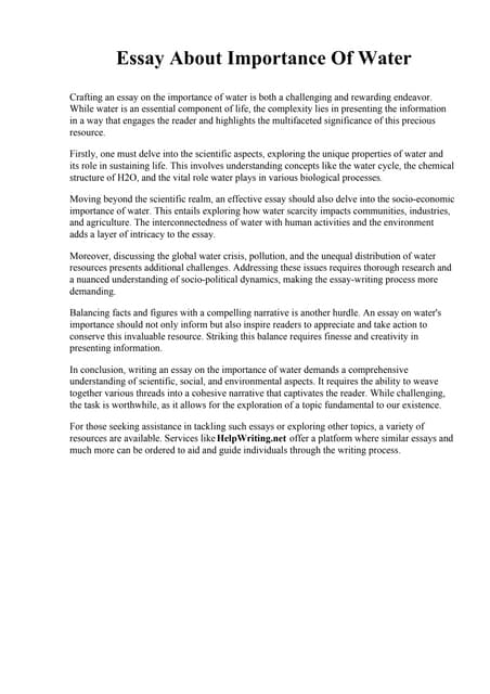 World Water Day Essay. The University of Virginia's College at Wise | PDF