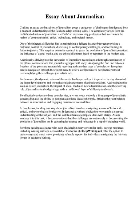 Journalism Essays | PDF