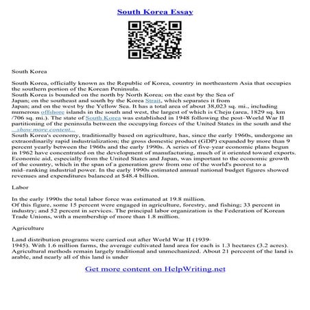 Essay About Korea | PDF