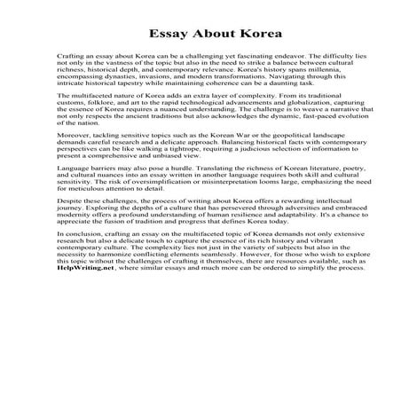 Essay About Korea. The University of Texas Health Science Center at San ...