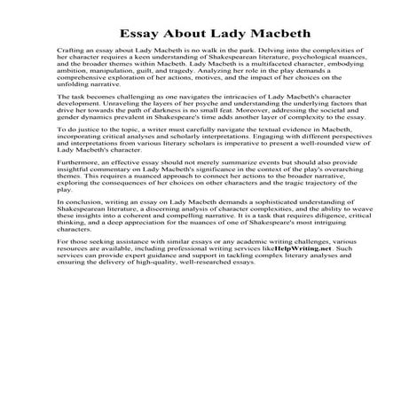 Essay About Lady Macbeth | PDF